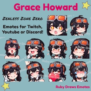 Grace Howard Zenless Zone Zero Chibi Style Emotes for Twitch, Youtube ...