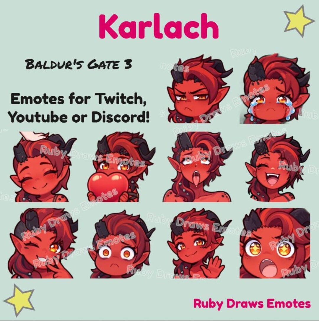 Karlach Baldur's Gate 3 Chibi Style Emotes for Twitch, Youtube, Discord ...