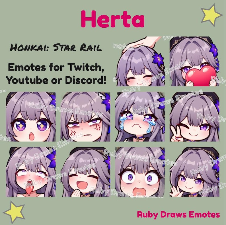 Herta Honkai Star Rail Chibi Style Emotes for Twitch, Youtube, Discord ...