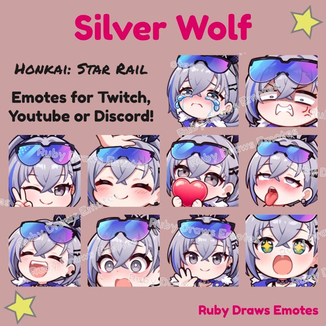 Silver Wolf Honkai Star Rail Chibi Style Emotes for Twitch, Youtube ...