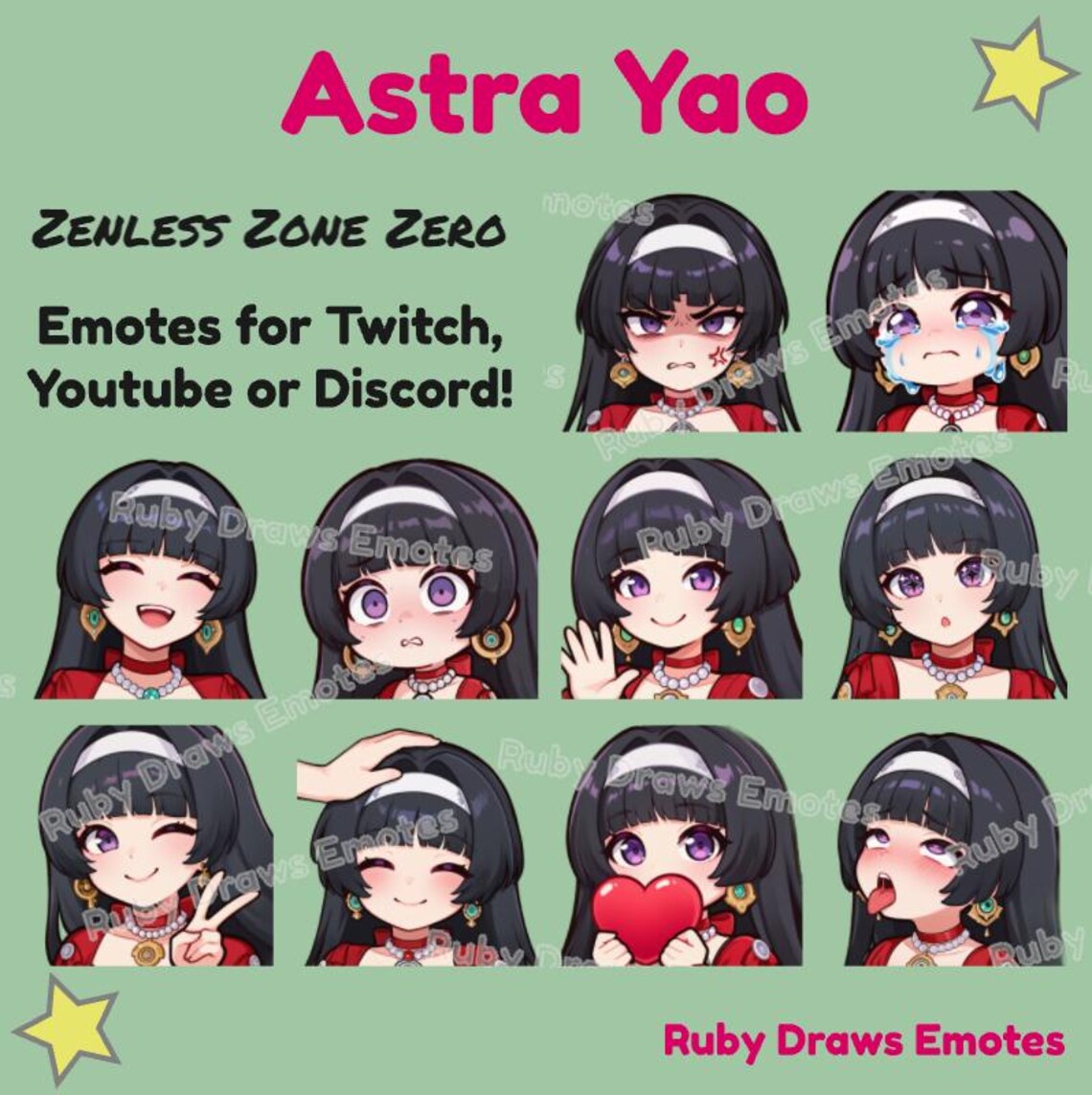 Astra Yao Zenless Zone Zero Chibi Style Emotes for Twitch, Youtube ...