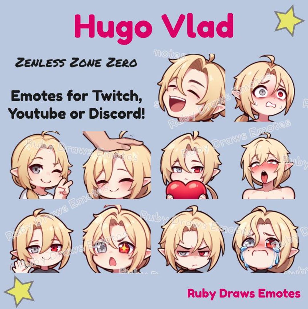 Hugo Vlad Zenless Zone Zero Chibi Style Emotes for Twitch, Youtube ...