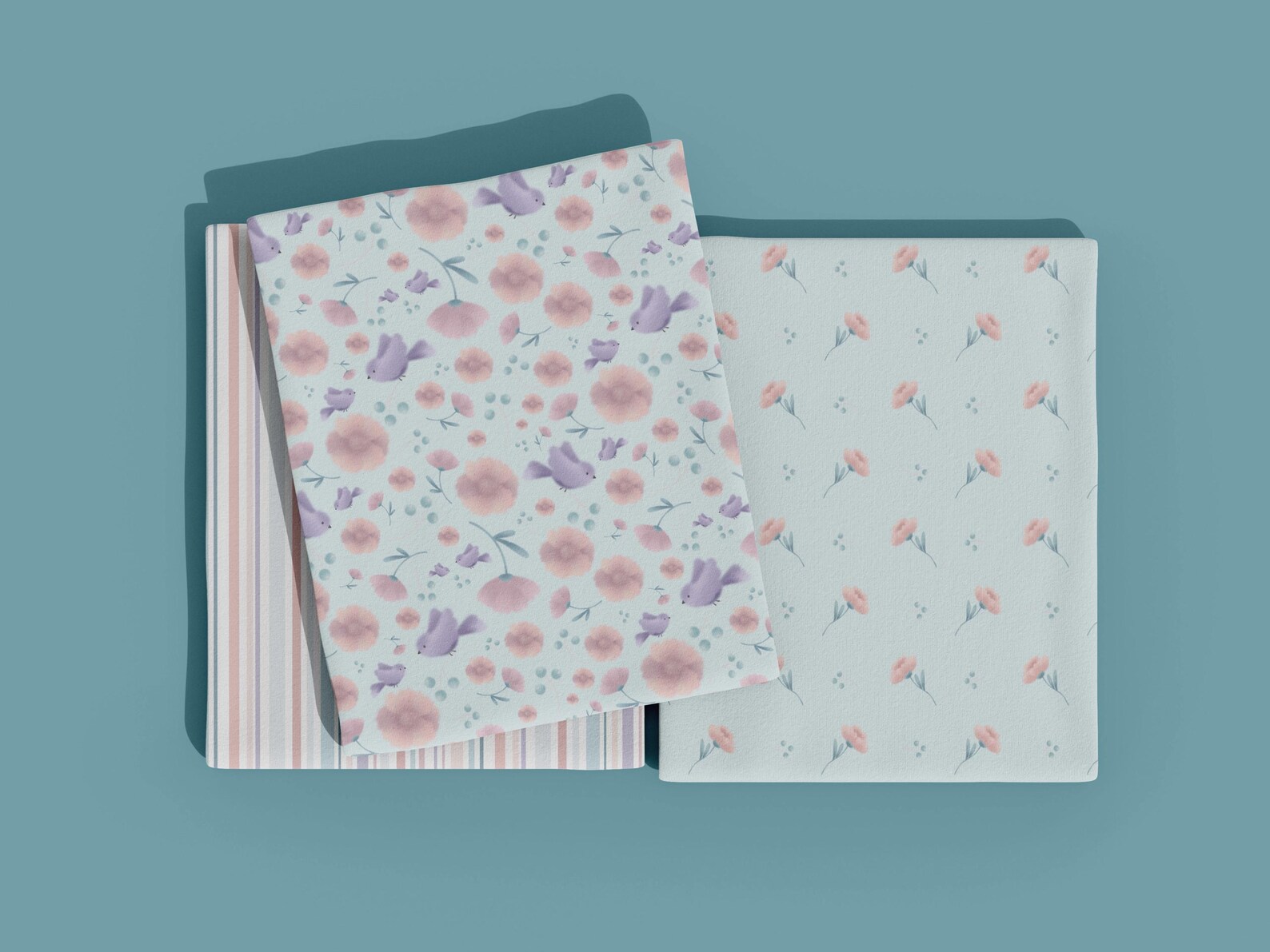 Whimsical Watercolor Birds and Flowers Patterns - Seamless ...