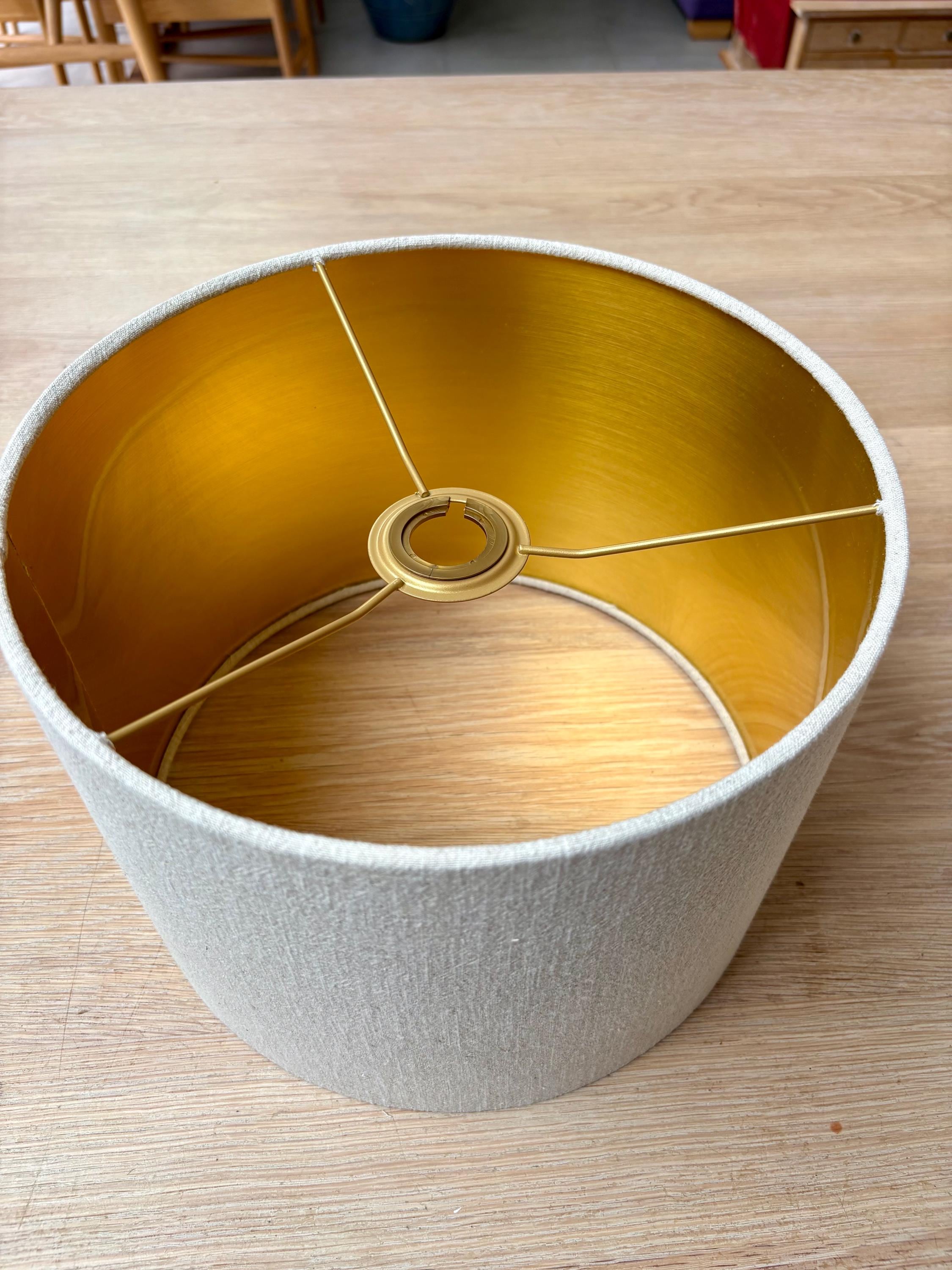 Luxury Lampshade, Cream Linen Exterior, Gold Brushed-metal Interior - Etsy