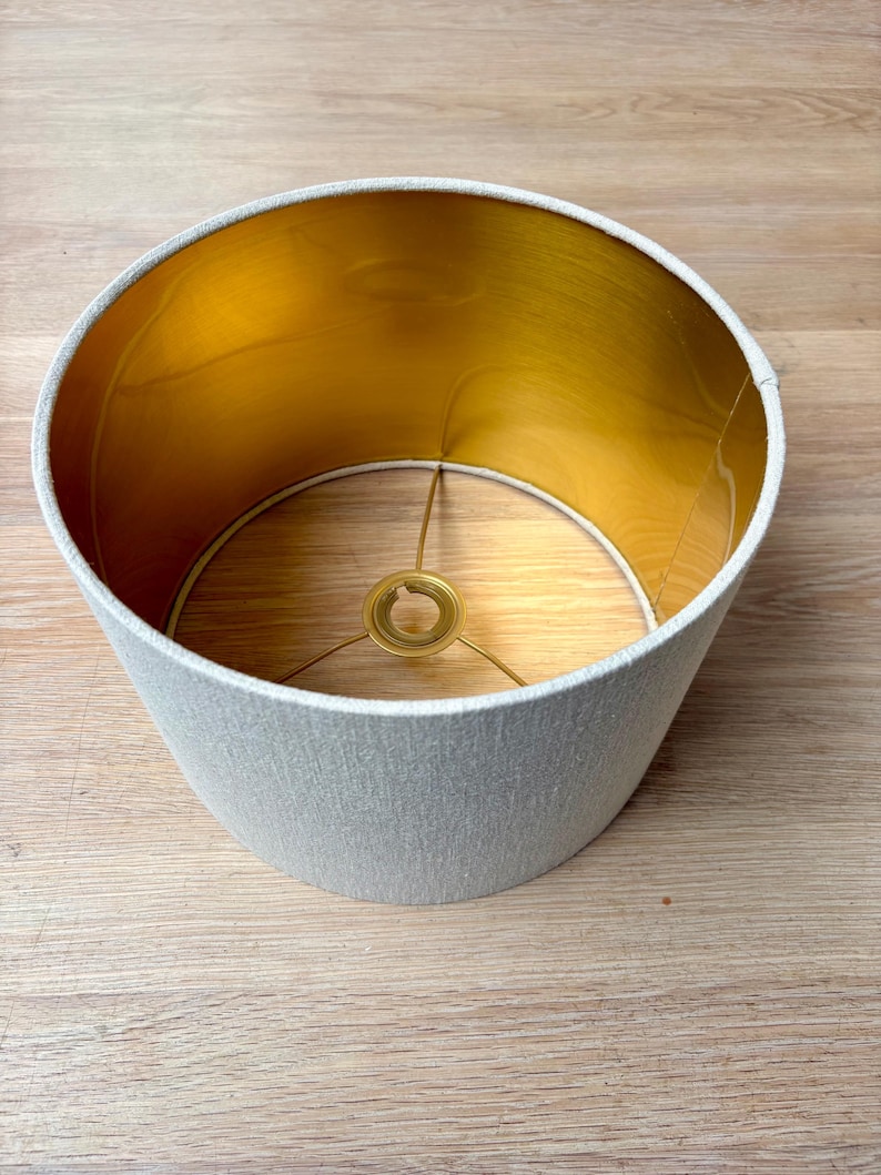 Luxury Lampshade, Cream Linen Exterior, Gold Brushed-metal Interior - Etsy