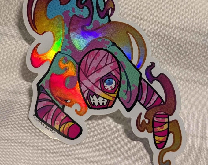 Mouthwashing Curly Holographic Flame 5.5" Vinyl Sticker - Etsy