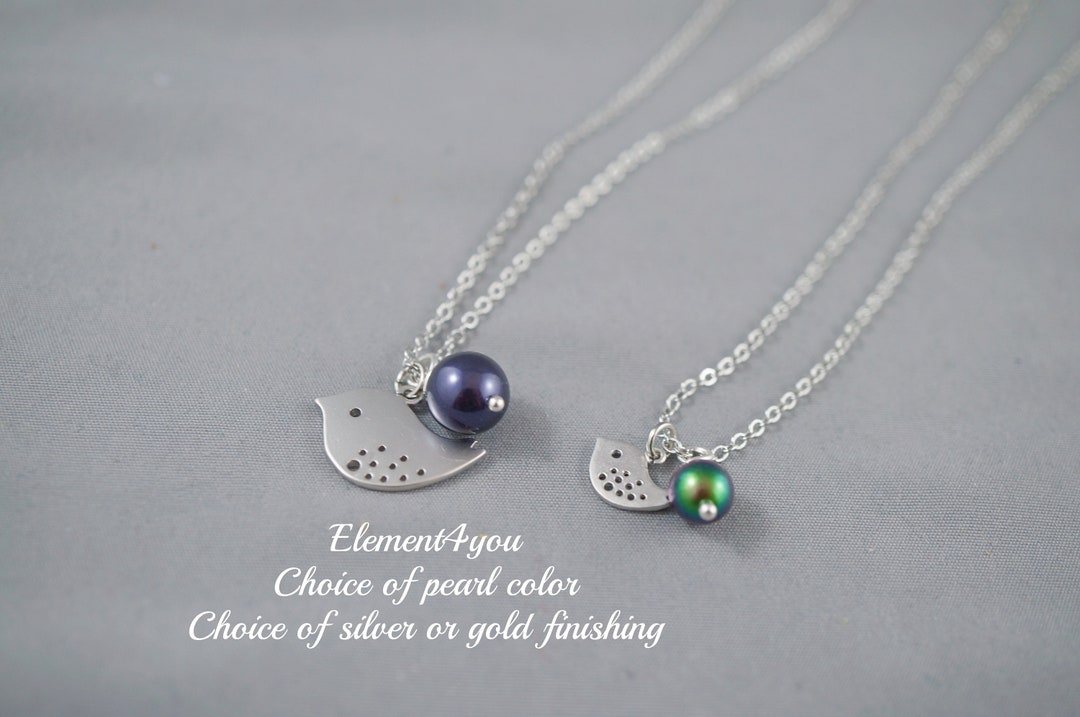 Tw Bird Necklace, Mother Daughter Gold Silver Charms, Sisters Mommy ...