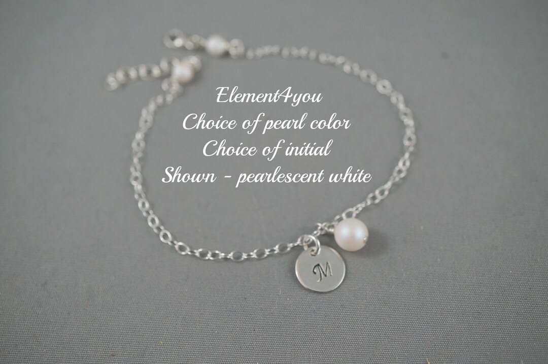 Initial Charm Bracelet | Monogrammed Circle Charm | Personalized ...