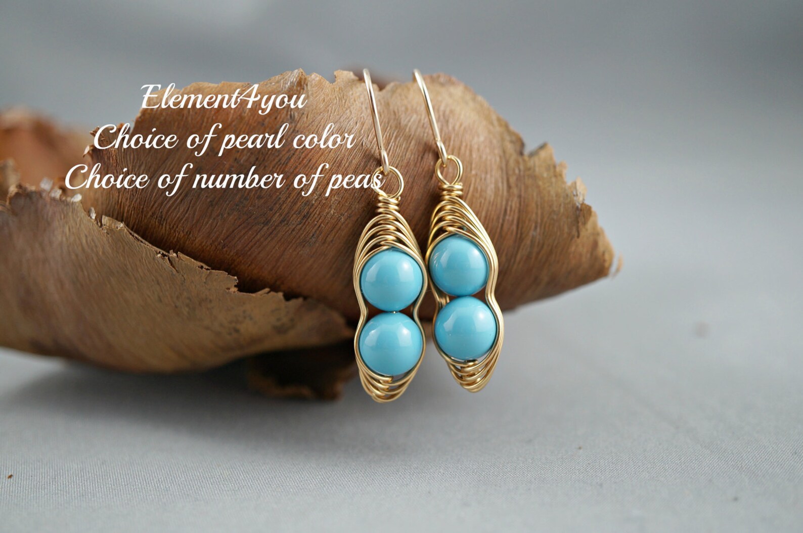 PEA Sweet in a pod earrings Single pearl gold wire wrapped | Etsy