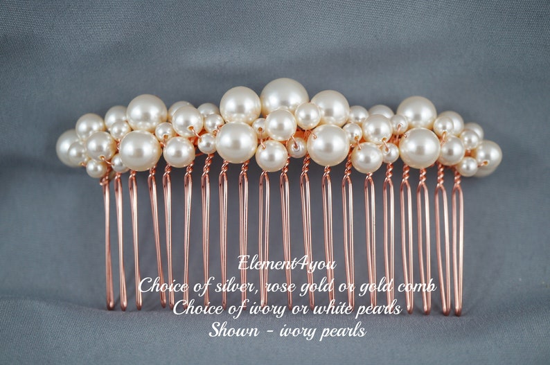 Swarovski Pearl Bridal Comb | Silver Wedding Hair Piece - Etsy