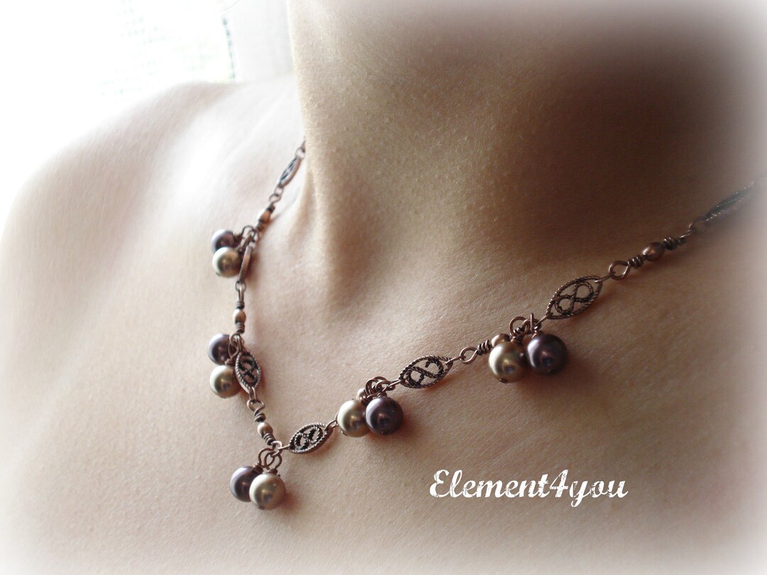 Fall Necklace Jewelry, Fall Antique Copper Chain Necklace, Fall Color ...