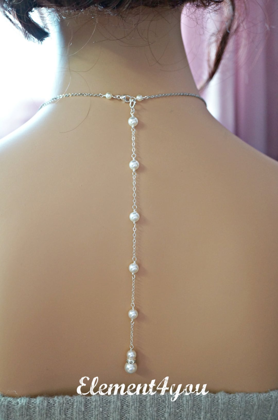 BACK DROP Extension, Low Back Drop, Swarovski Pearls, Wedding Jewelry ...