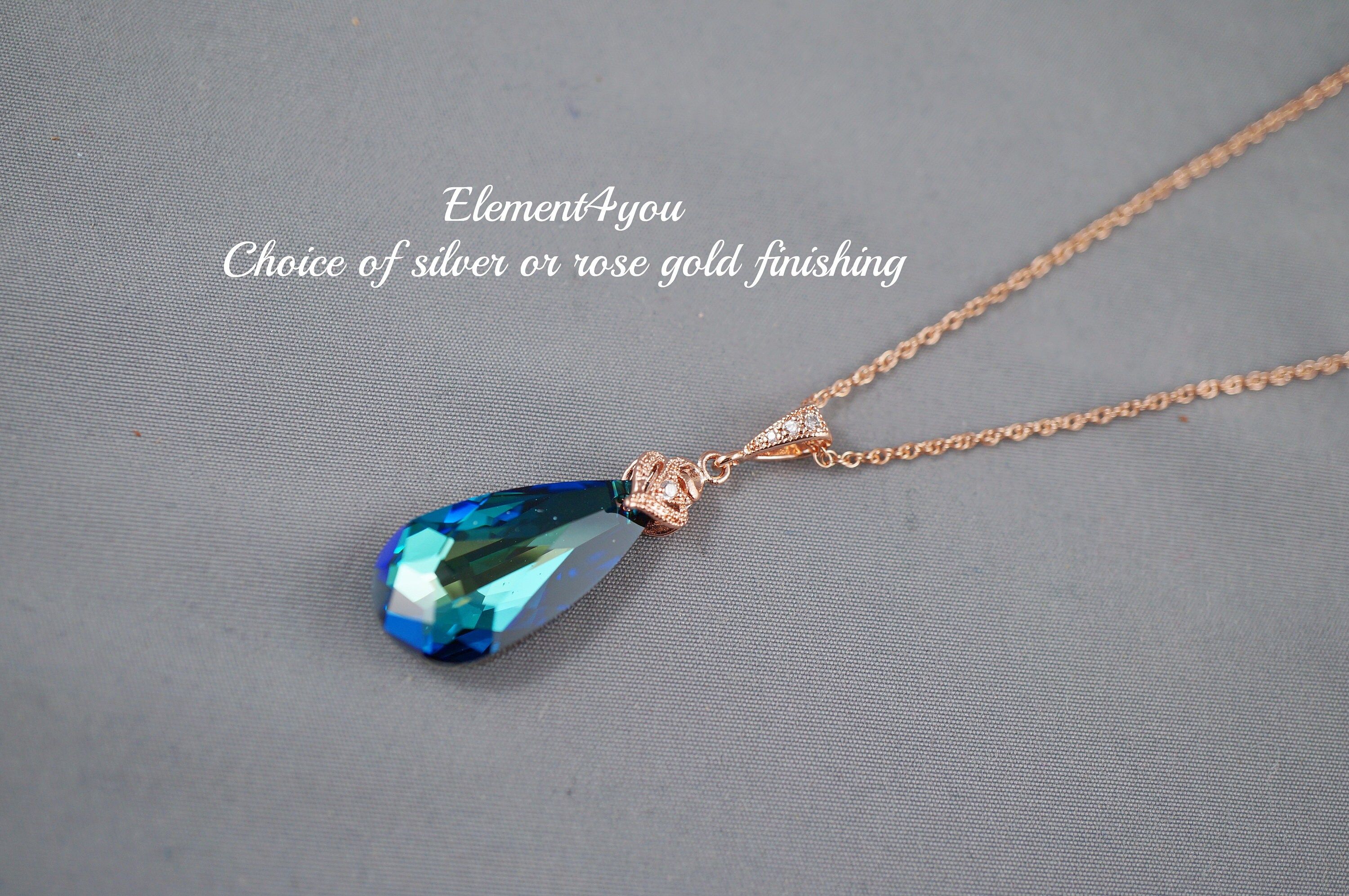 Swarovski Bermuda Blue Crystal Jewelry Set | Teardrop Necklace ...