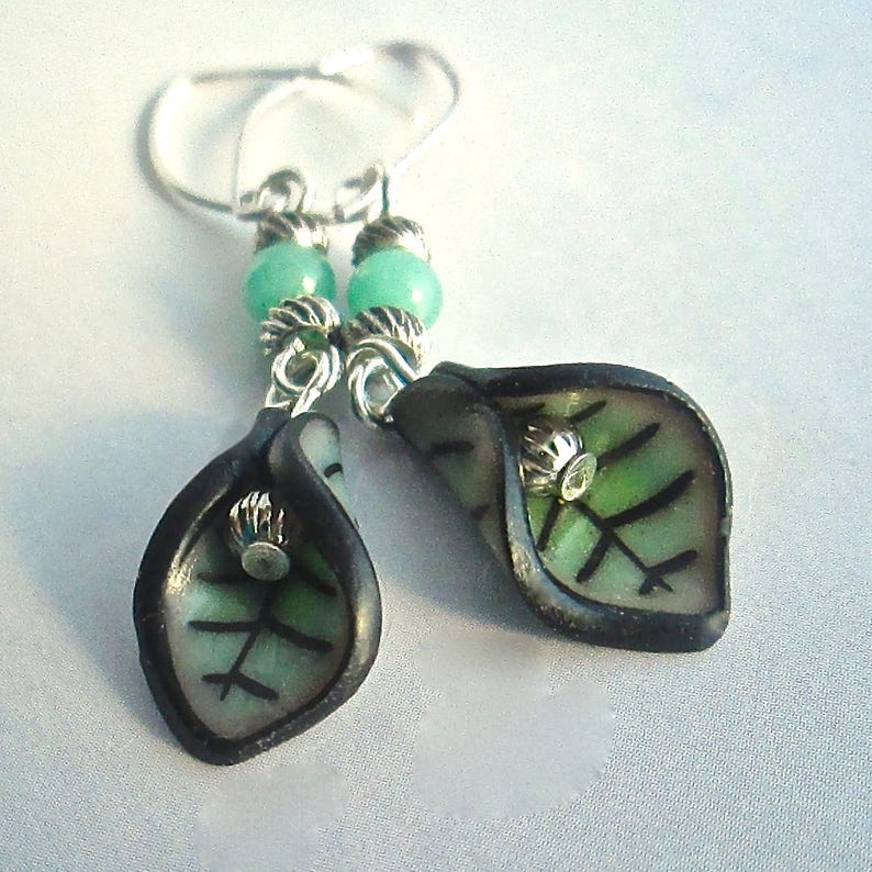 Tutorial - Blended Leaf Earrings, Polymer Clay Class, Leaf Cane ...