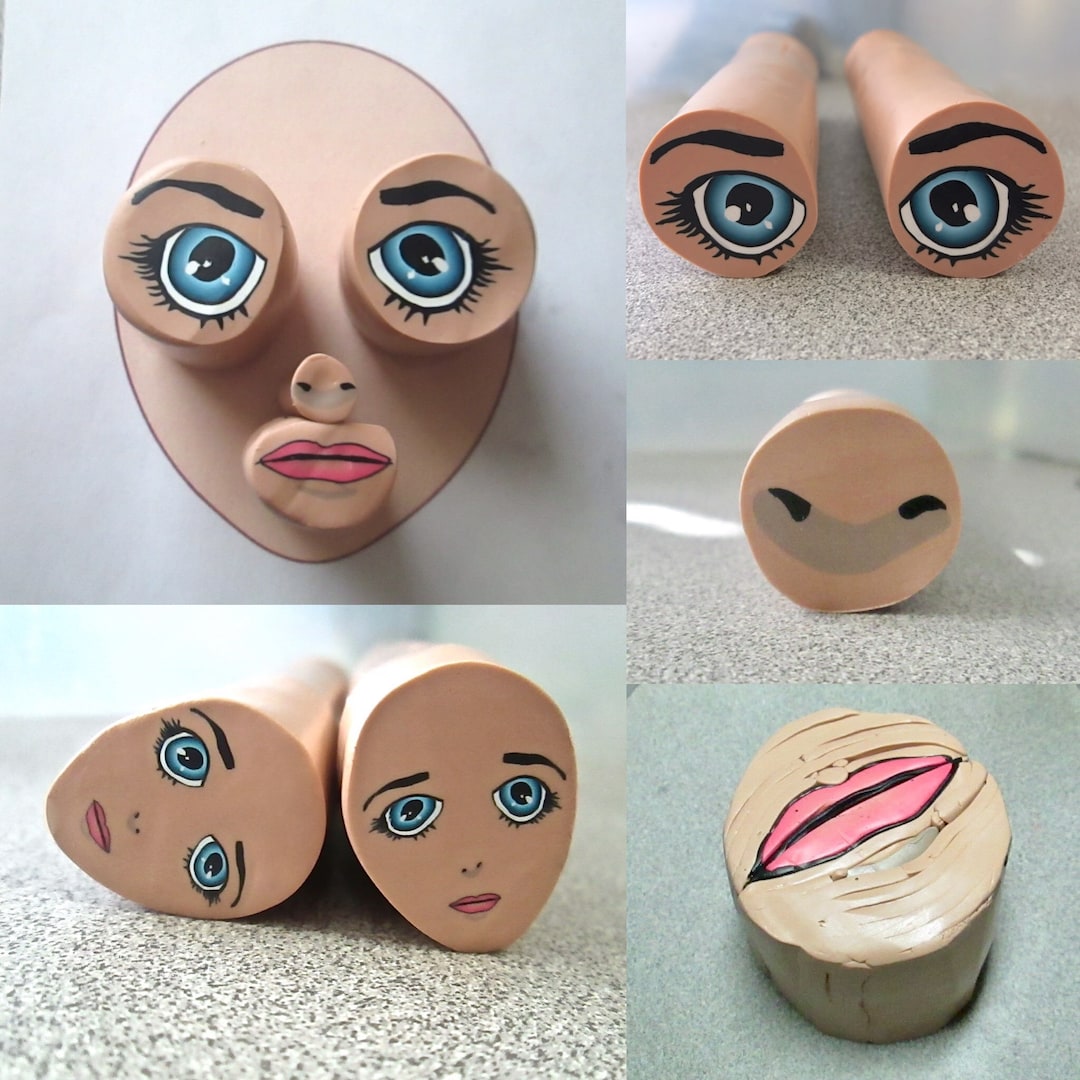 Tutorial - Anime Face Cane, Version 1, Polymer Clay Class, Mouth Cane ...