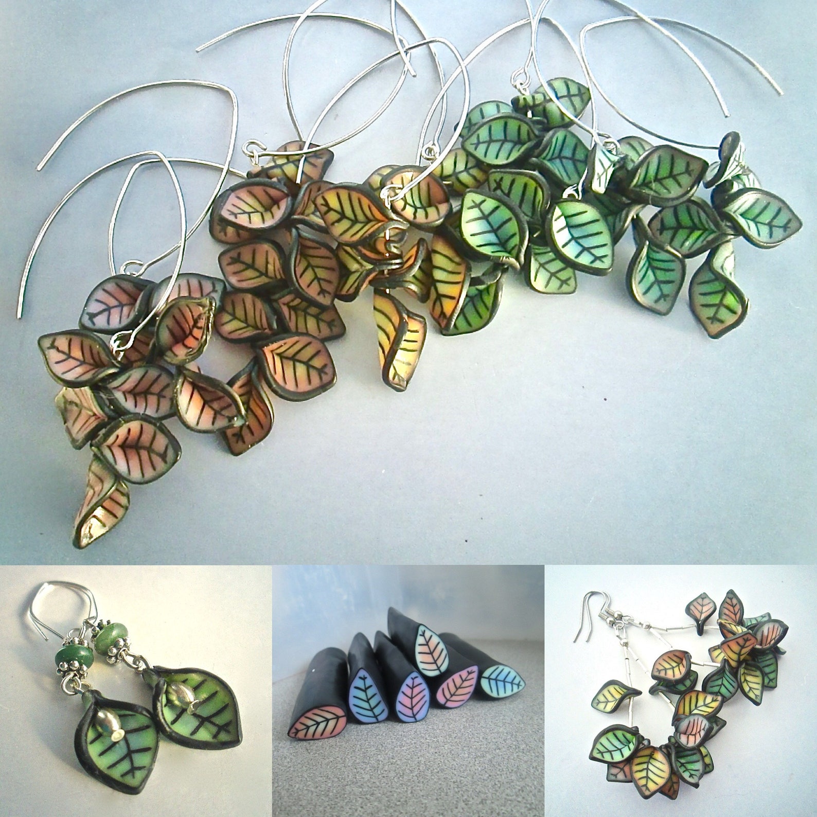 Tutorial - Blended Leaf Earrings, Polymer Clay Class, Leaf Cane ...