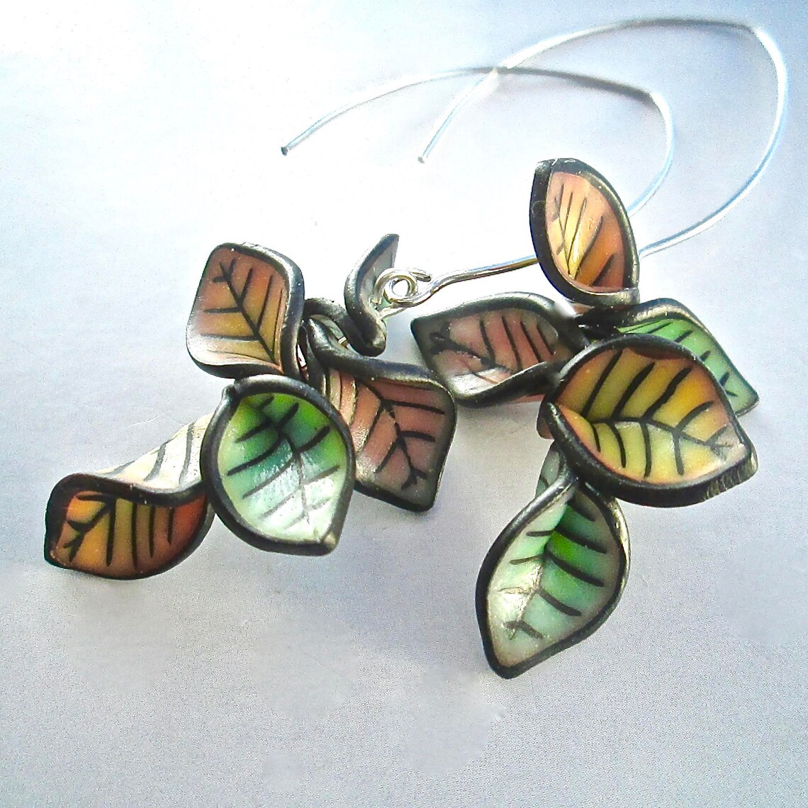 Tutorial - Blended Leaf Earrings, Polymer Clay Class, Leaf Cane ...