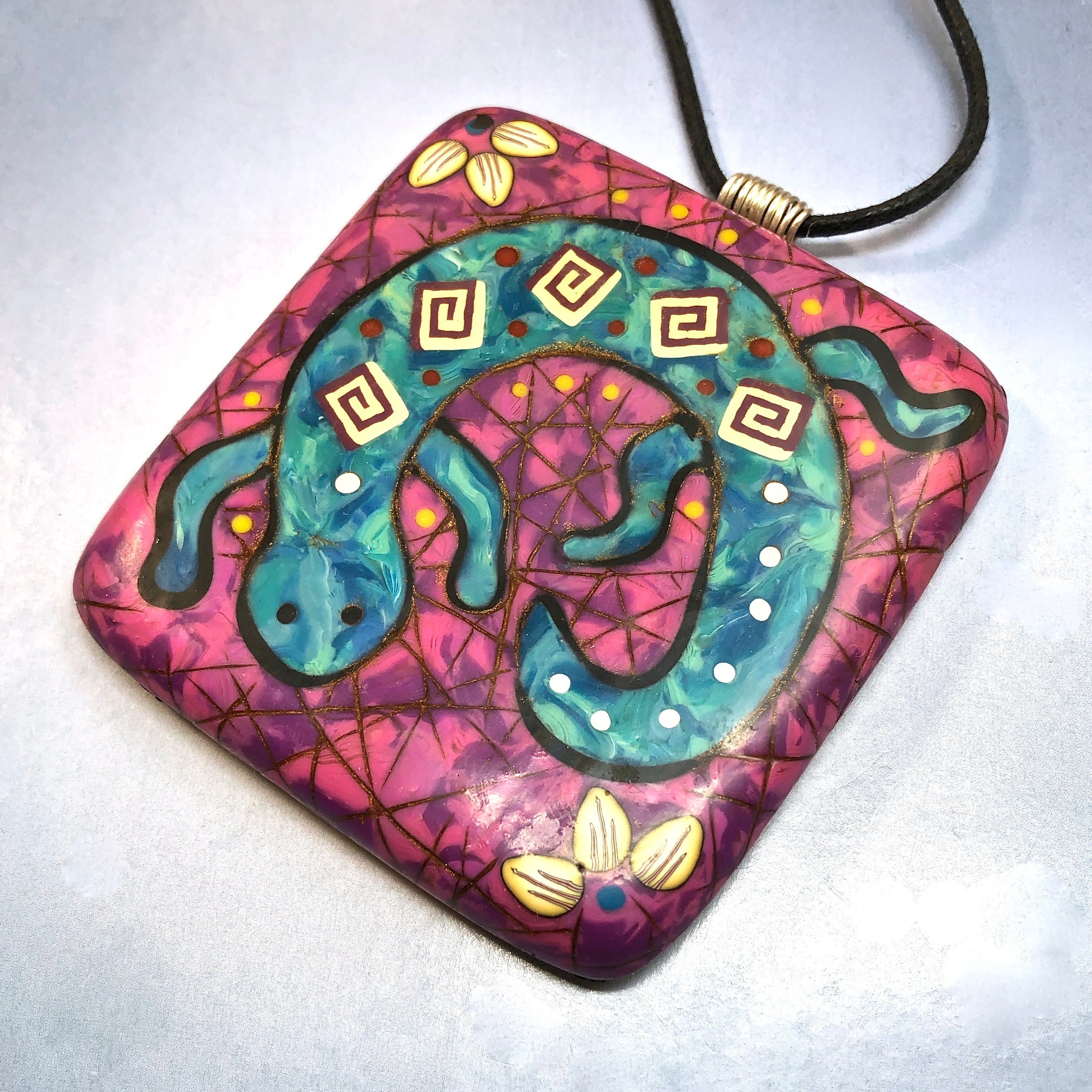 Tutorial - Gecko Petroglyph Pendant, Polymer Clay Class, Petal Cane ...