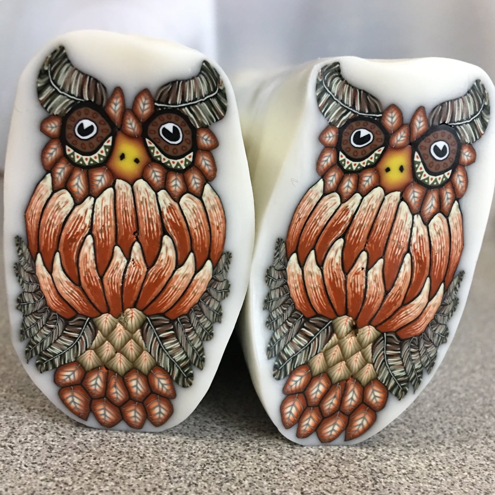 Tutorial - Horned Owl Cane, Polymer Clay Class, Feather Cane, Ikat Cane ...