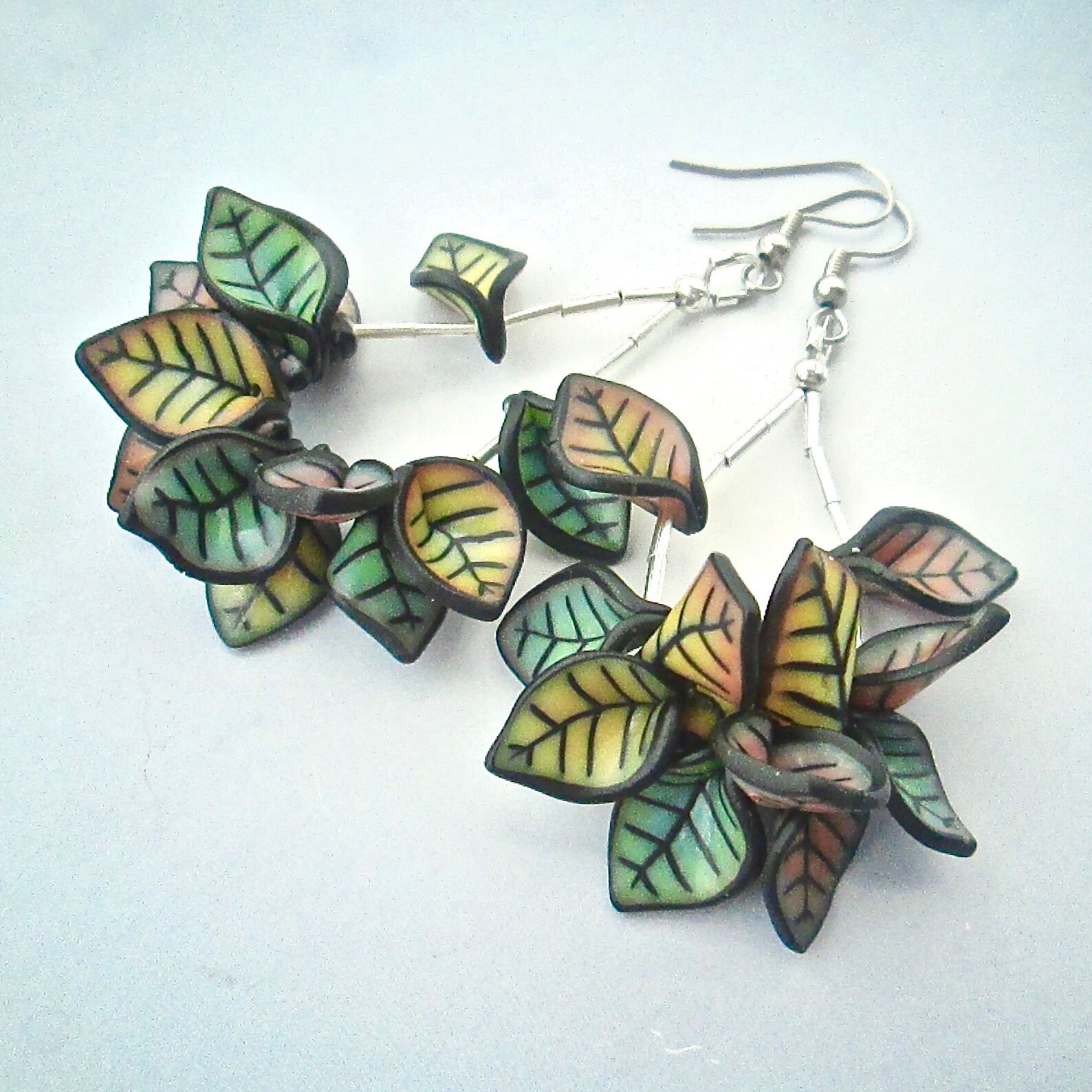 Tutorial - Blended Leaf Earrings, Polymer Clay Class, Leaf Cane ...