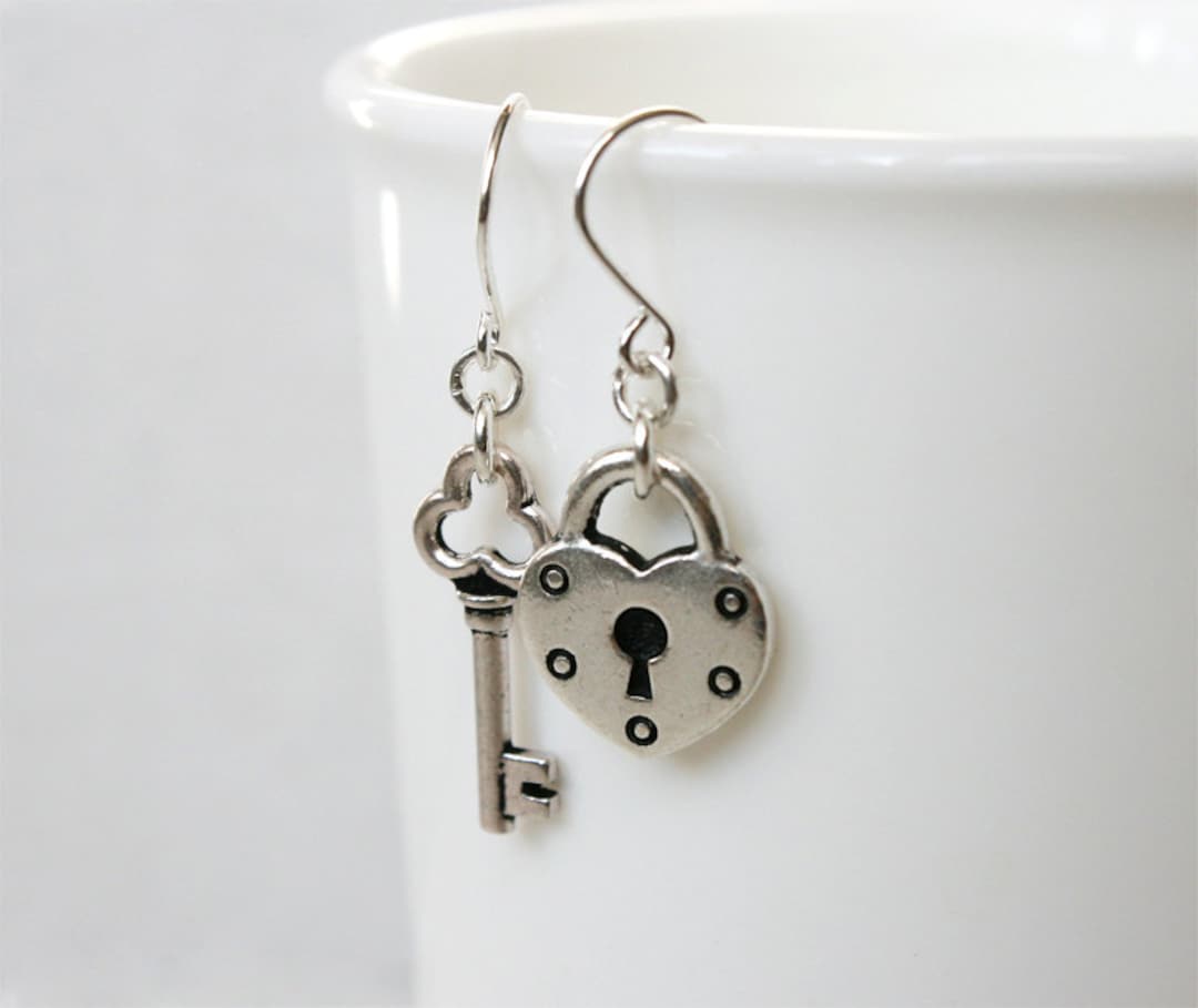 Lock and Key Earrings (silver, Copper, Gold and Brass Colors to Choose ...
