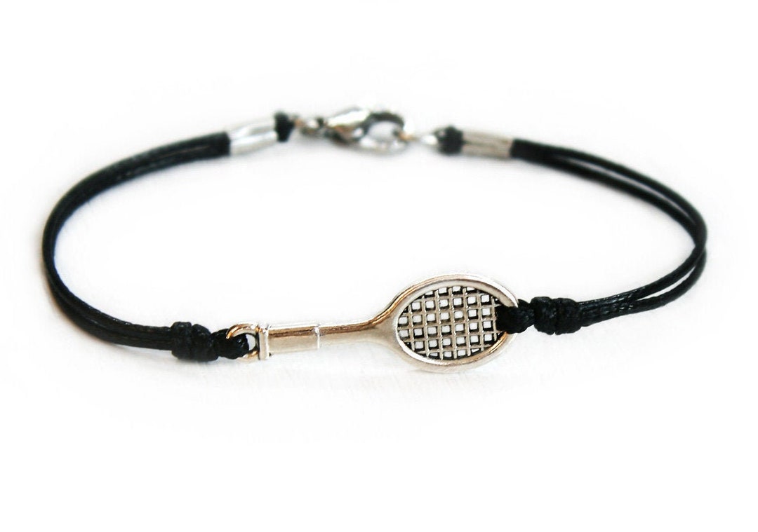 Tennis Racket Bracelet: Metal Charm, Waterproof Cord - Etsy