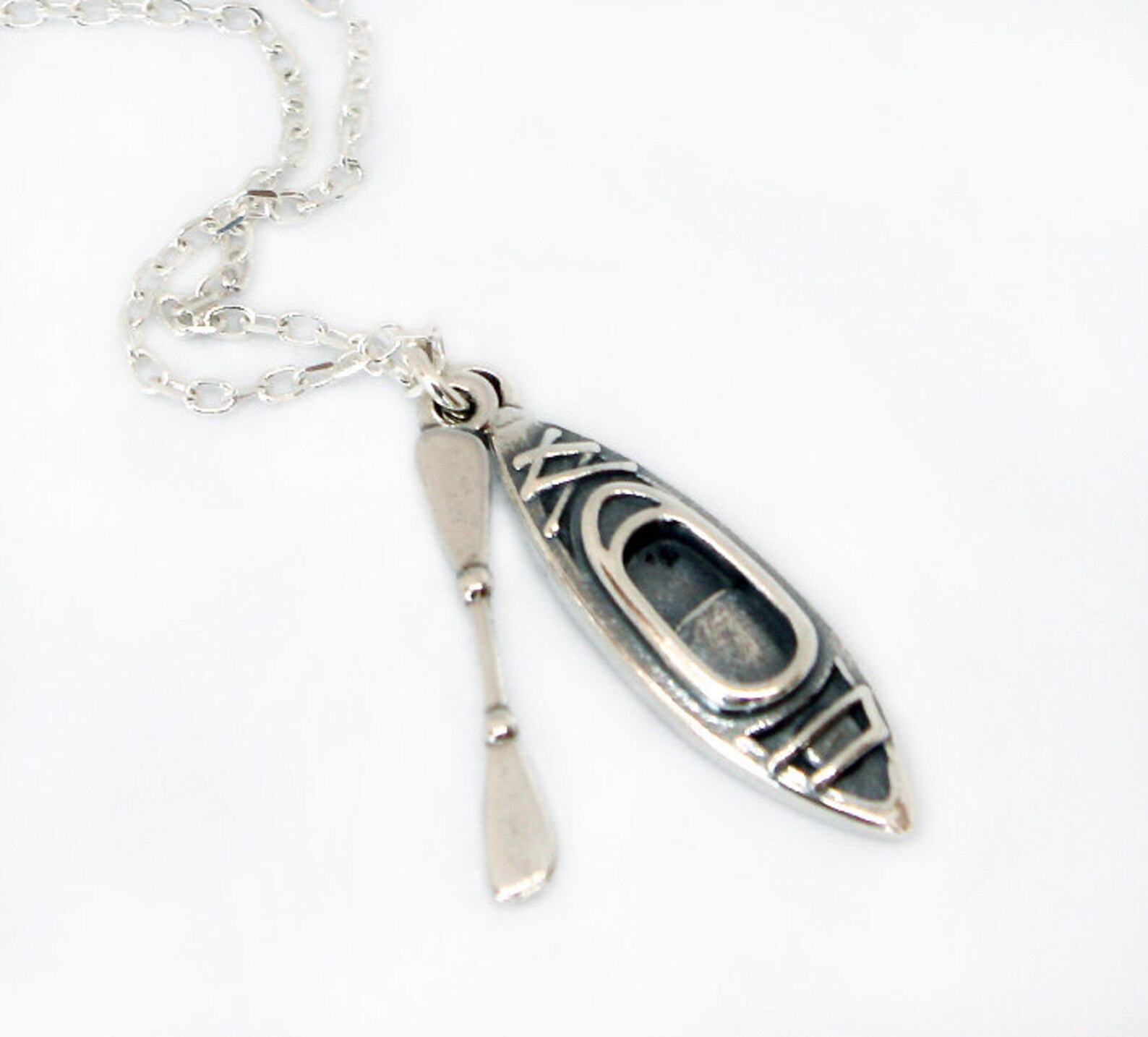 Sterling Silver Kayak Necklace - Etsy
