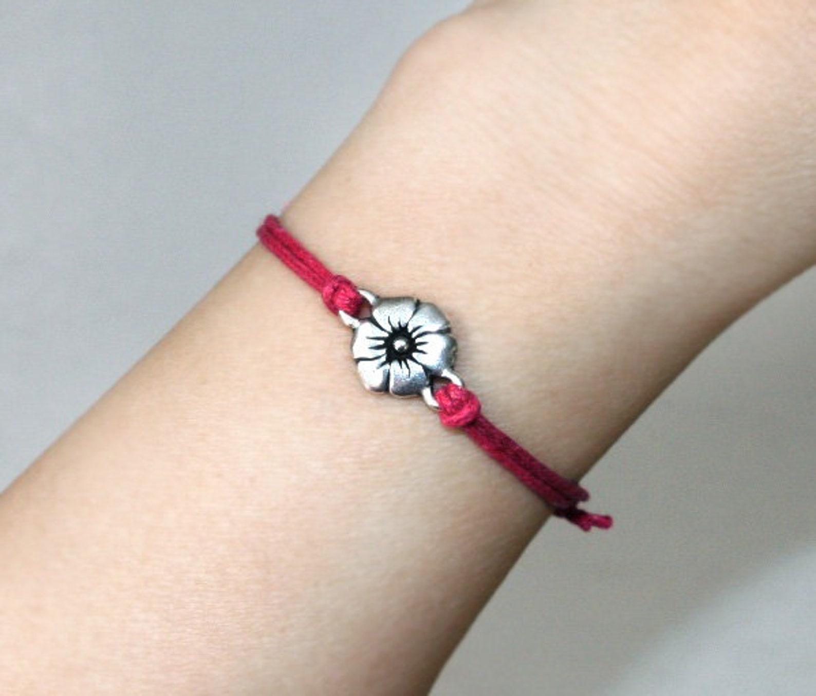 Flower Bracelet With Double Cord Flower Anklet many Colors - Etsy