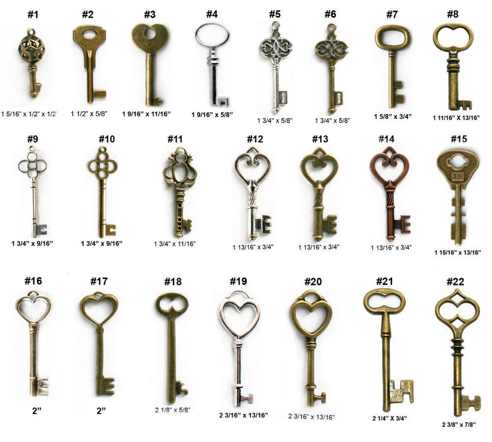 Key Necklace on Chain many Different Keys to Choose - Etsy