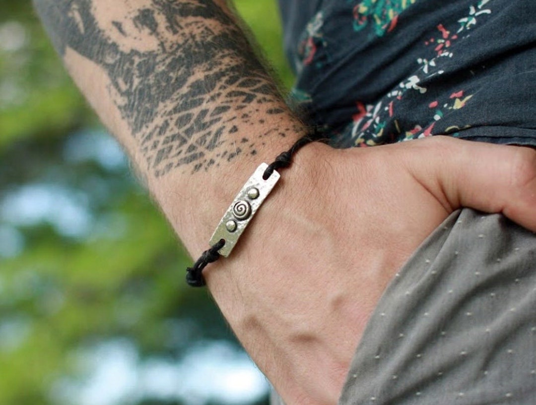 Spiral and Rivets Bar Bracelet for Men Women - Etsy
