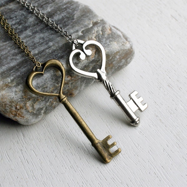 Heart Key Necklace - Etsy