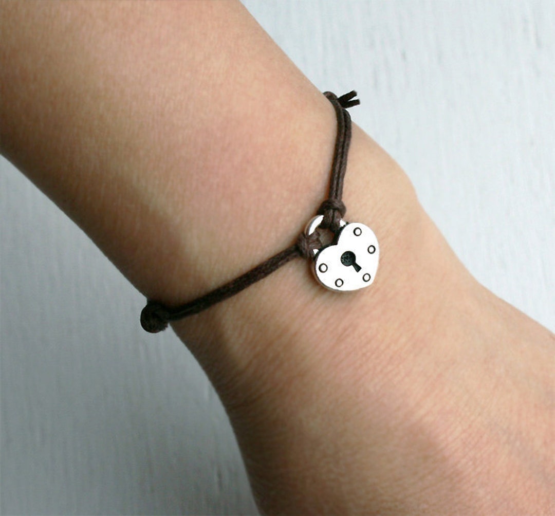 Padlock Heart Bracelet, Padlock Heart Anklet, Lock Bracelet, Lock ...