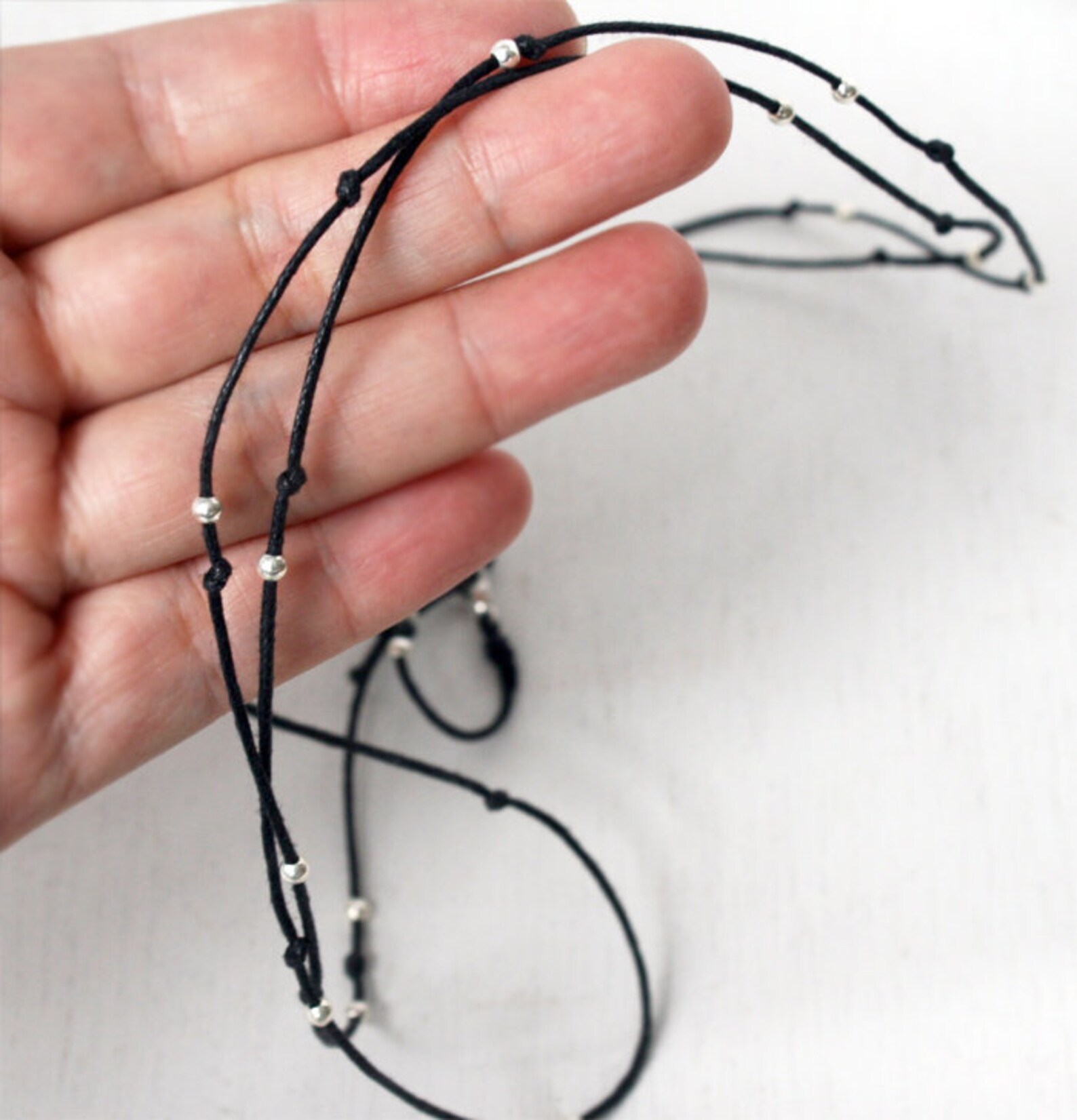 Sterling Silver Long String Beads Bracelet, Beads Anklet - Etsy