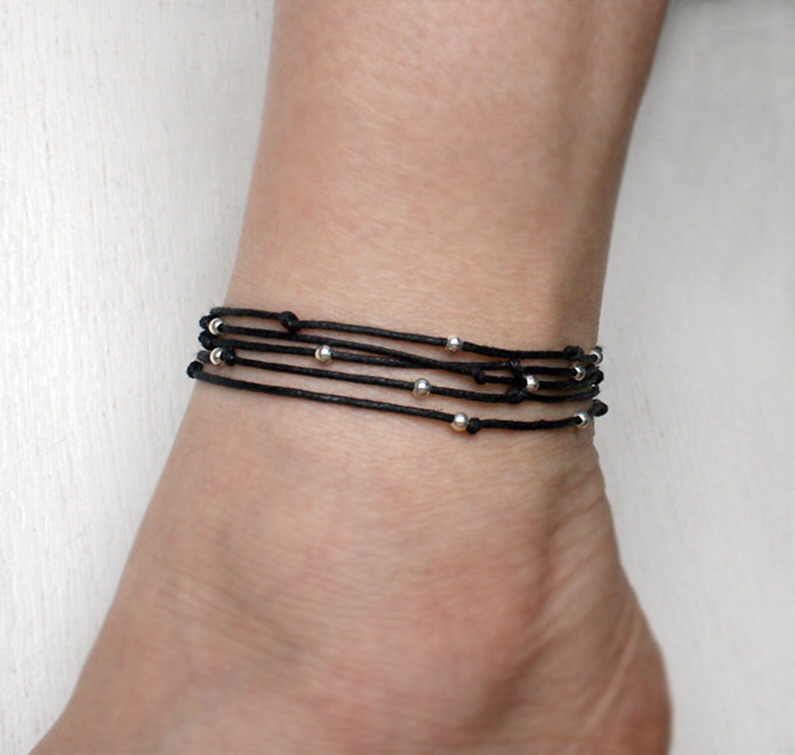 Sterling Silver Long String Beads Bracelet, Beads Anklet - Etsy