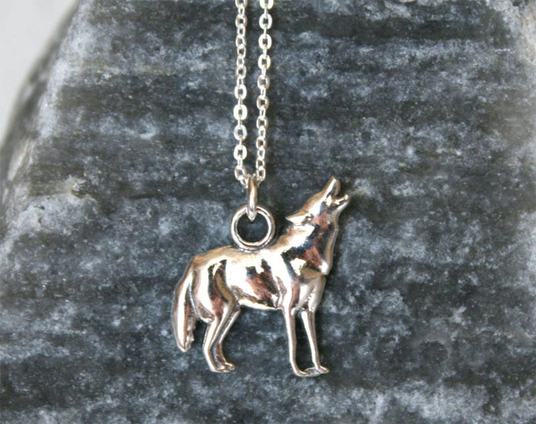 Sterling Silver Wolf Necklace - Etsy