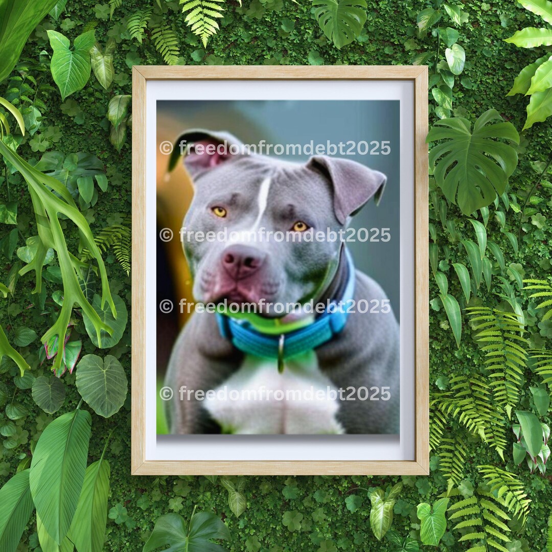 Blue Nose Pit Bull, Digital Art, Art Print, Pity, Dog Decor, Pit Bull ...