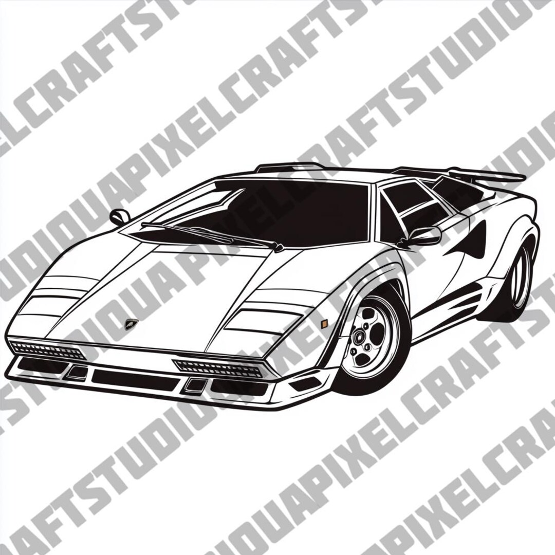 Lamborghini Countach Clipart Bundle | Retro Car SVG PNG PDF | Classic ...
