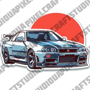 Nissan Skyline GT-R R34 Digital Art –JDM Car Illustrations Png, Pdf ...