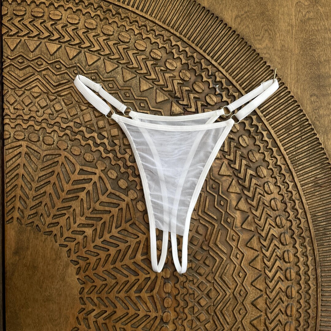 Sheer Mesh Crotchless Thong – Adjustable Open Crotch Lingerie - Etsy