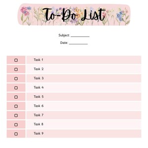 To-do List Digital Template (pink Flower) | Customizable | Printable ...