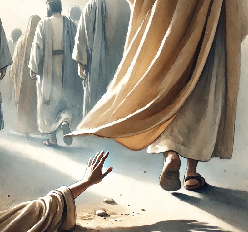 Reaching Out – Digital Artwork of the Woman Touching Jesus' Garment ...