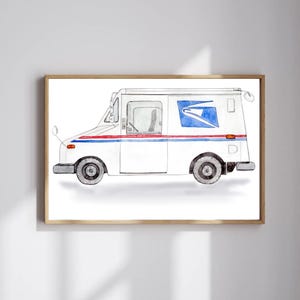 USPS Mail Truck Watercolor Print: Transportation Nursery Wall Art - Etsy