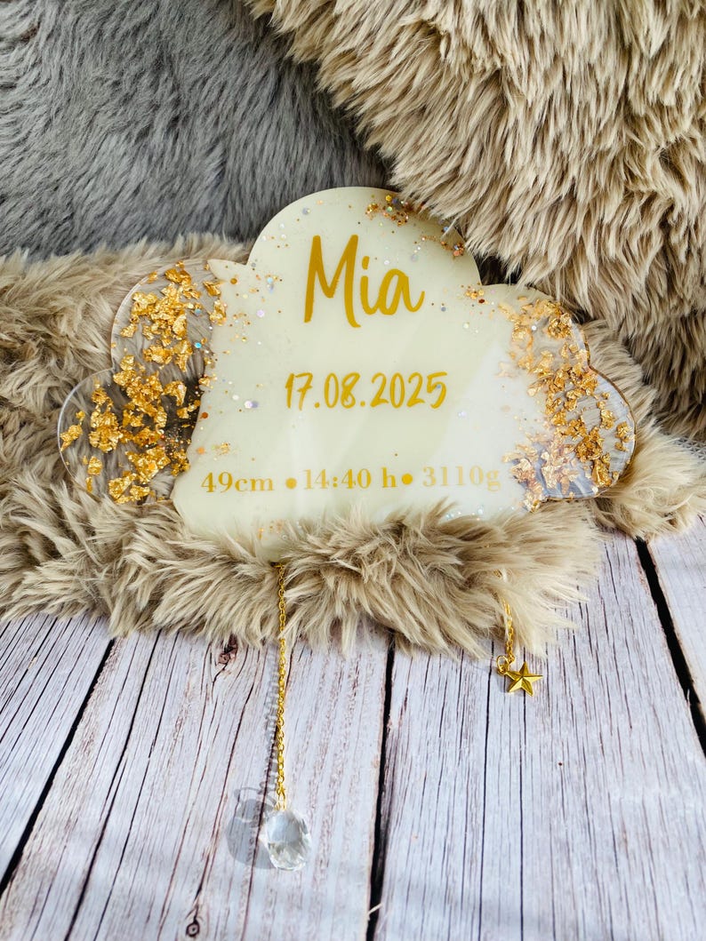 Personalized Epoxy Resin Cloud • Gift for Birth & Christening • Baby ...