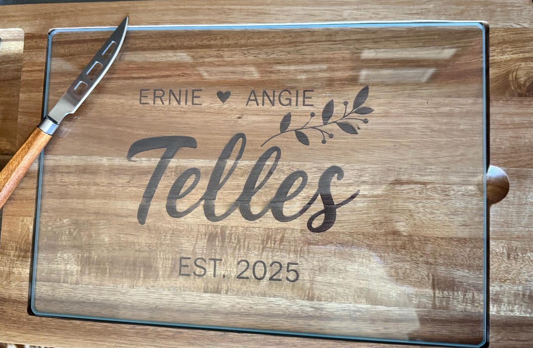 Custom Engraved Charcuterie & Cheese Board With Tempered Glass Insert ...