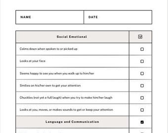Developmental Objectives Checklist - Ages 2-5 Years - Etsy