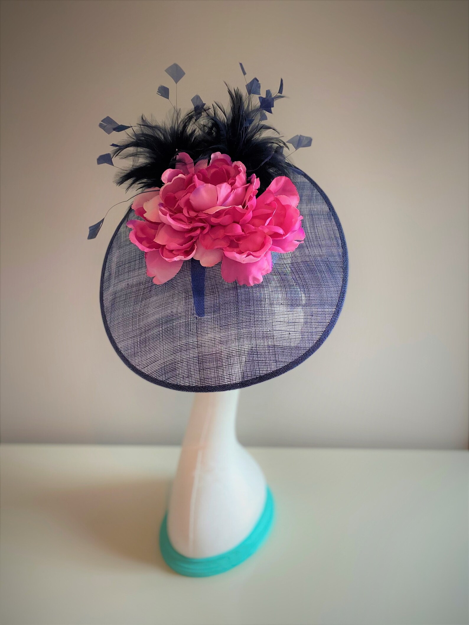 Navy and Pink Saucer Hat - Etsy