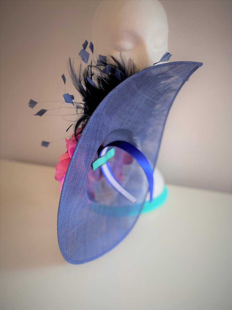 Navy and Pink Saucer Hat - Etsy