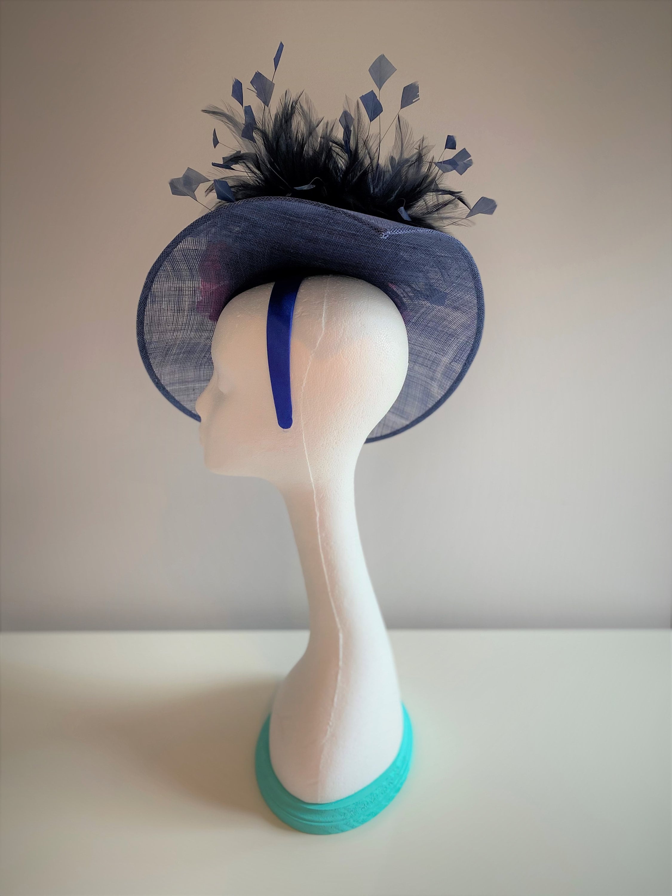 Navy and Pink Saucer Hat - Etsy