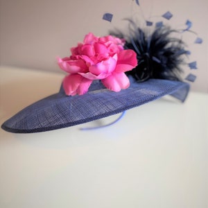 Navy and Pink Saucer Hat - Etsy