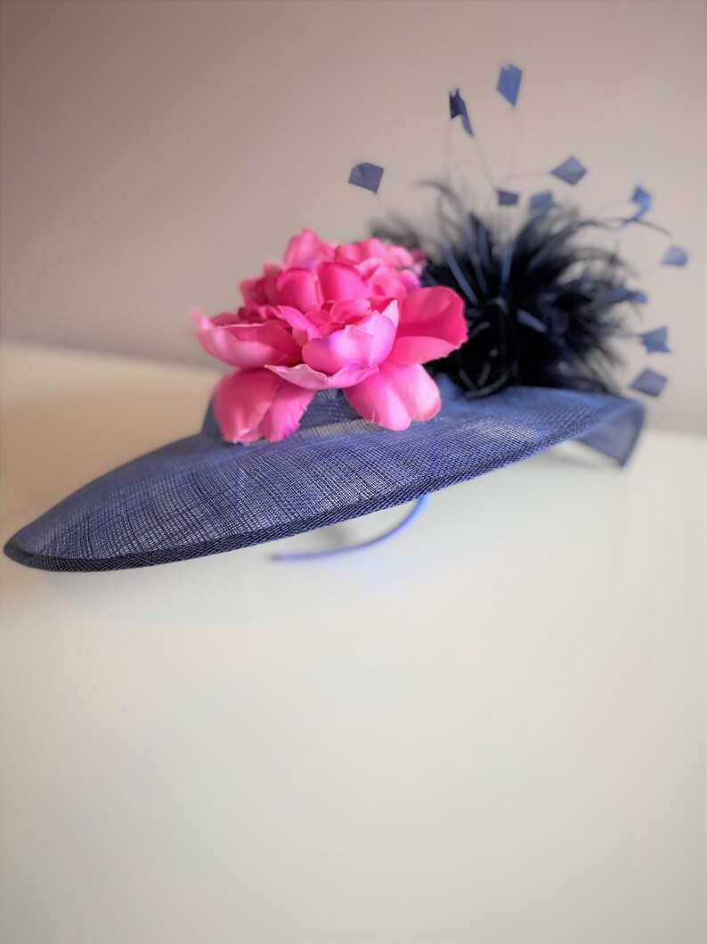 Navy and Pink Saucer Hat - Etsy